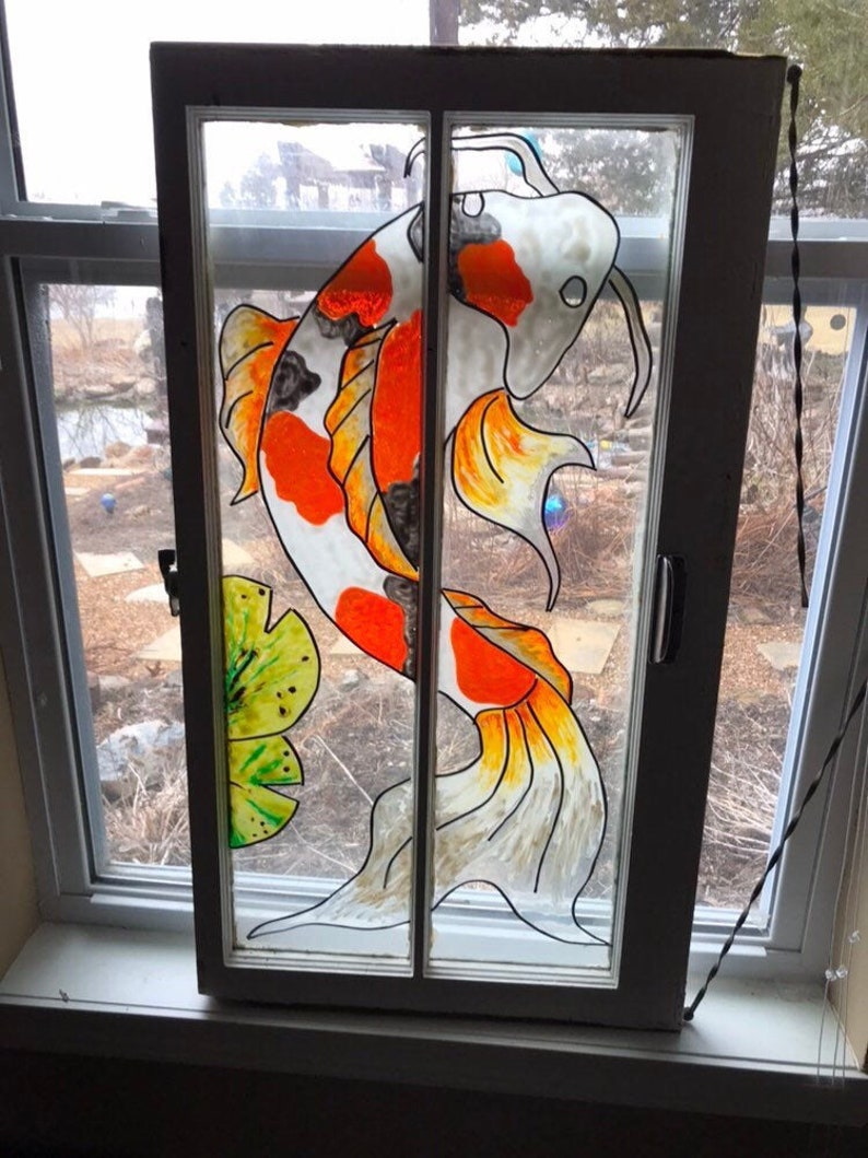 Painted Stained Glass Reclaimed Window. - Etsy