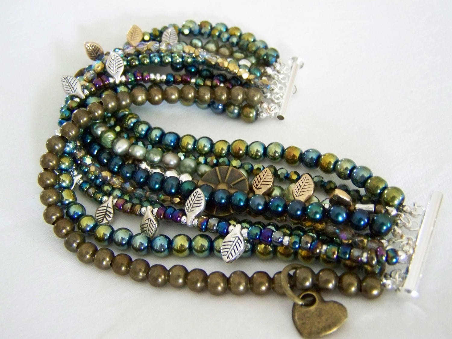 MULTI STRAND BRACELET ... Bronze and Blues - Etsy