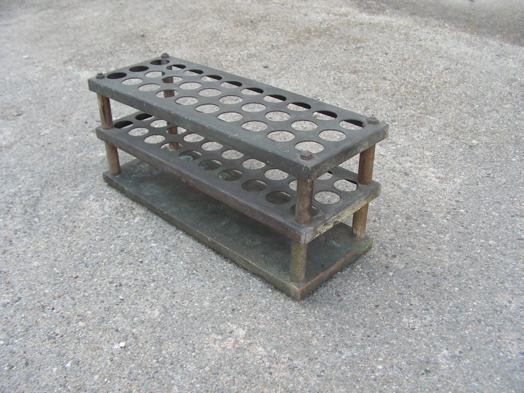 Metal Lab Rack Test Tubes Holder Vintage Brass Holder 30 Test Tube Lab ...