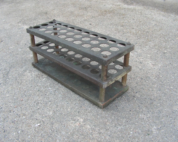 Metal Lab Rack Test Tubes Holder Vintage Brass Holder 30 Test Tube Lab ...