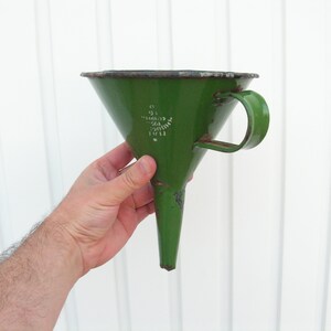 Vintage Enamel Funnel Metal Green Funnel Large Enameled | Etsy