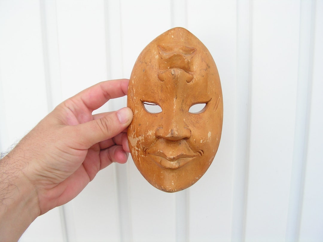 Old Wooden Mask for Wall, Mask With Two Faces, Face Art Mask, Gothic ...