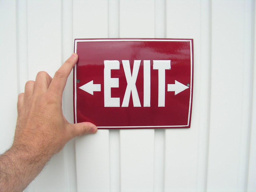 Rare Enamel Sign EXIT Never Used Vintage Porcelain House Sign White Red ...