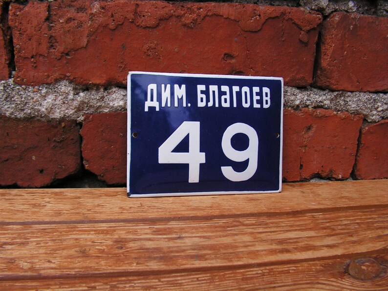 Vintage Blue White Enamel House Number 49 Porcelain Sign - Etsy UK