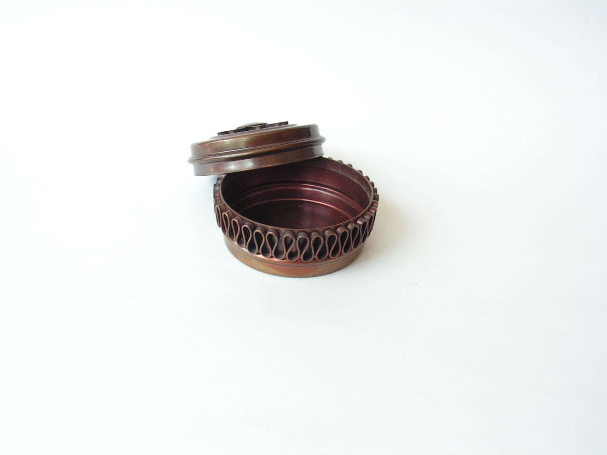 Vintage Metal Box Circular Copper Box Handmade Memory Box - Etsy