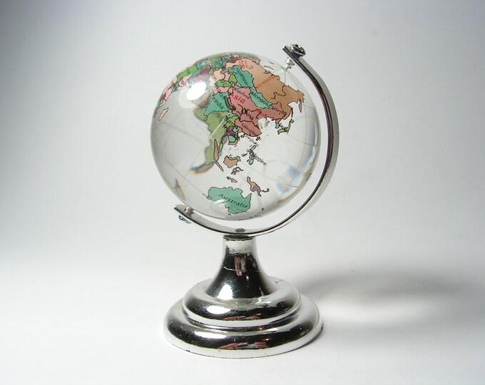 Vintage Small Globe Height - 3.2 in Decorative Glass Desk Globe Traces ...