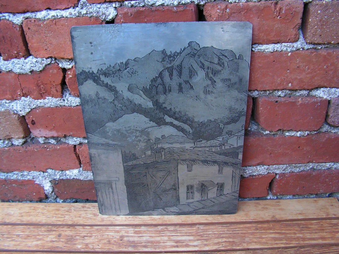 Metal Matrix Etching Binary Matrix Graphics Hand Print Antique Etching ...