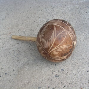 Vintage Carved Maracas, Hand-made Brown Maracas Wooden Handle ...