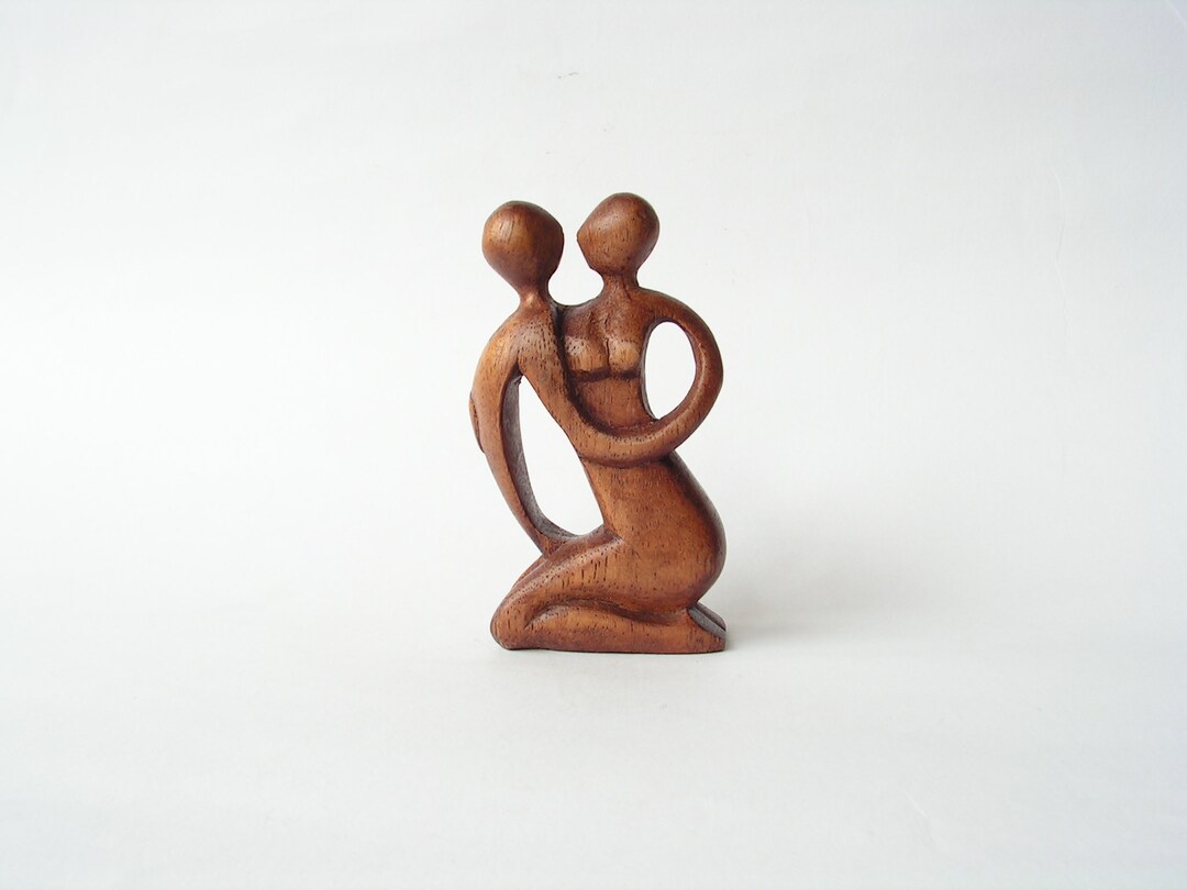 Vintage Wooden Figurine in Love Hand Carved Man Woman Wooden Figure of ...