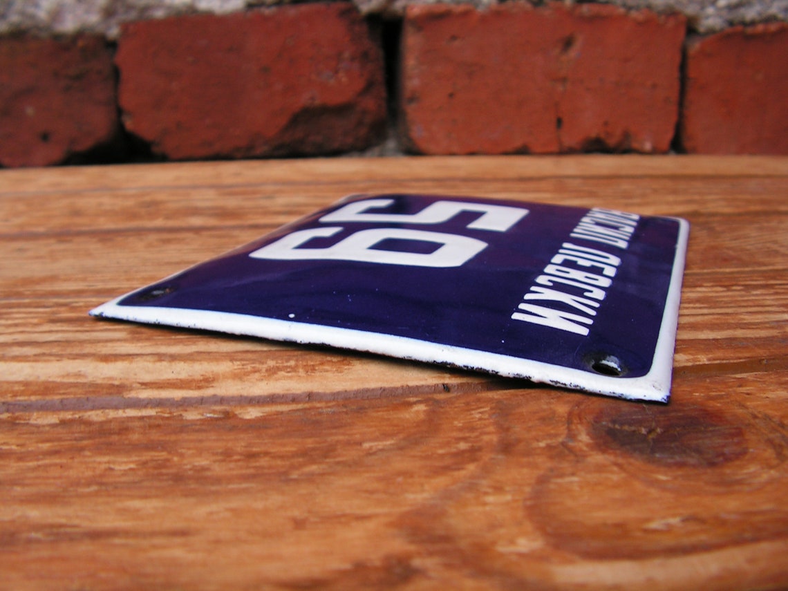 Vintage Blue White Enamel House Number 59 Porcelain Sign | Etsy