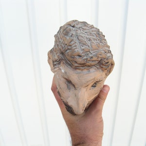 Horror Head, Vintage Clay Head Man, Head Art Ceramics Sculpture, Clay ...