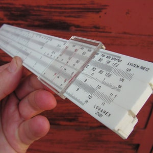 Vintage Slide Scale Rule LOGAREX Retro Logarithmic Ruler NOS Measuring ...