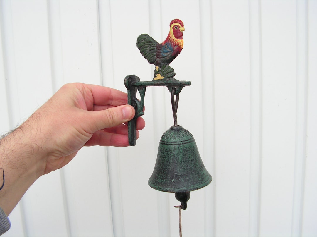Vintage Iron Brass Bell Wonderful Solid Bell With Rooster Primitive ...