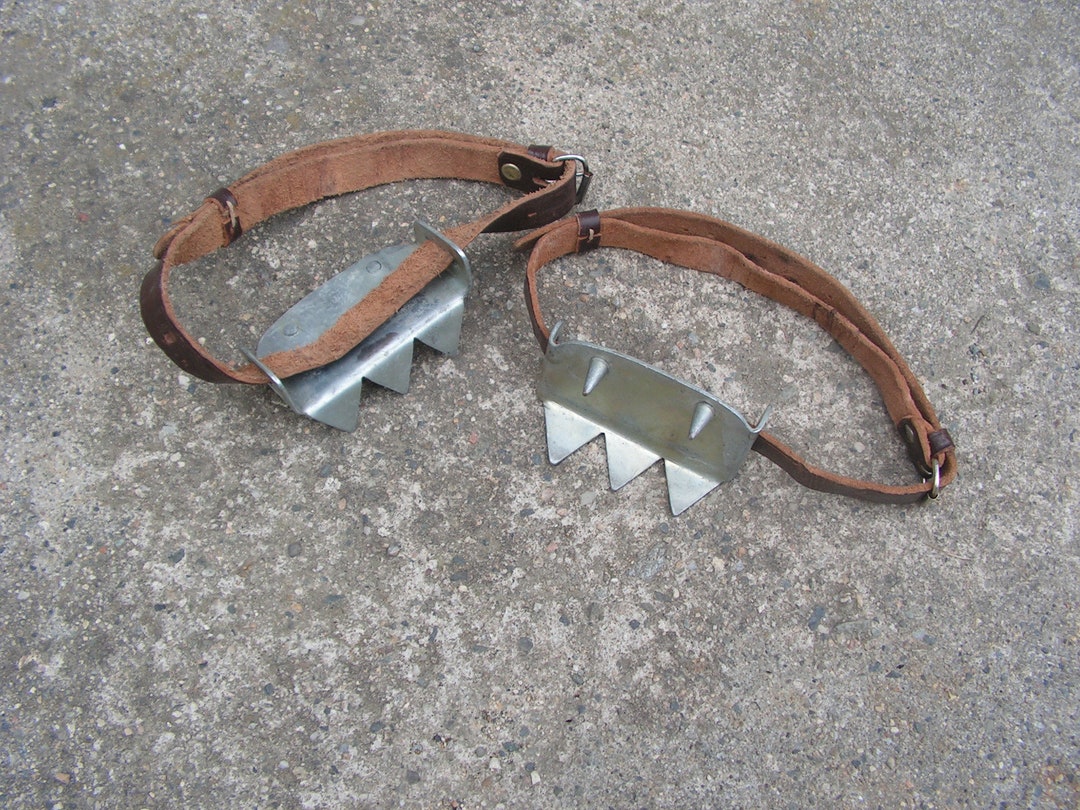 Vintage Ice Spikes for Climbing 1950s Metal Leather Ice Spikes Retro ...
