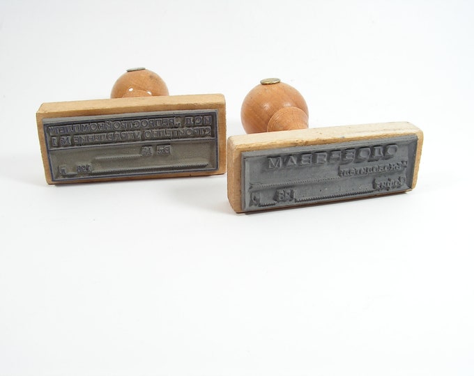 Pair Small Stamps 80s, Company Stamps, Vintage Rubber Stamps, Wood ...