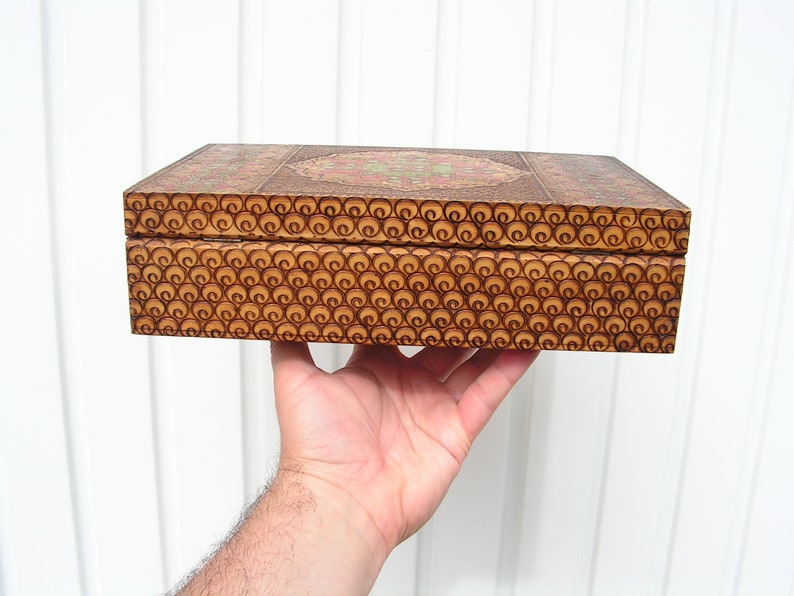 Vintage Big Wooden Pyrography Box 1973s Old Quadrangular | Etsy