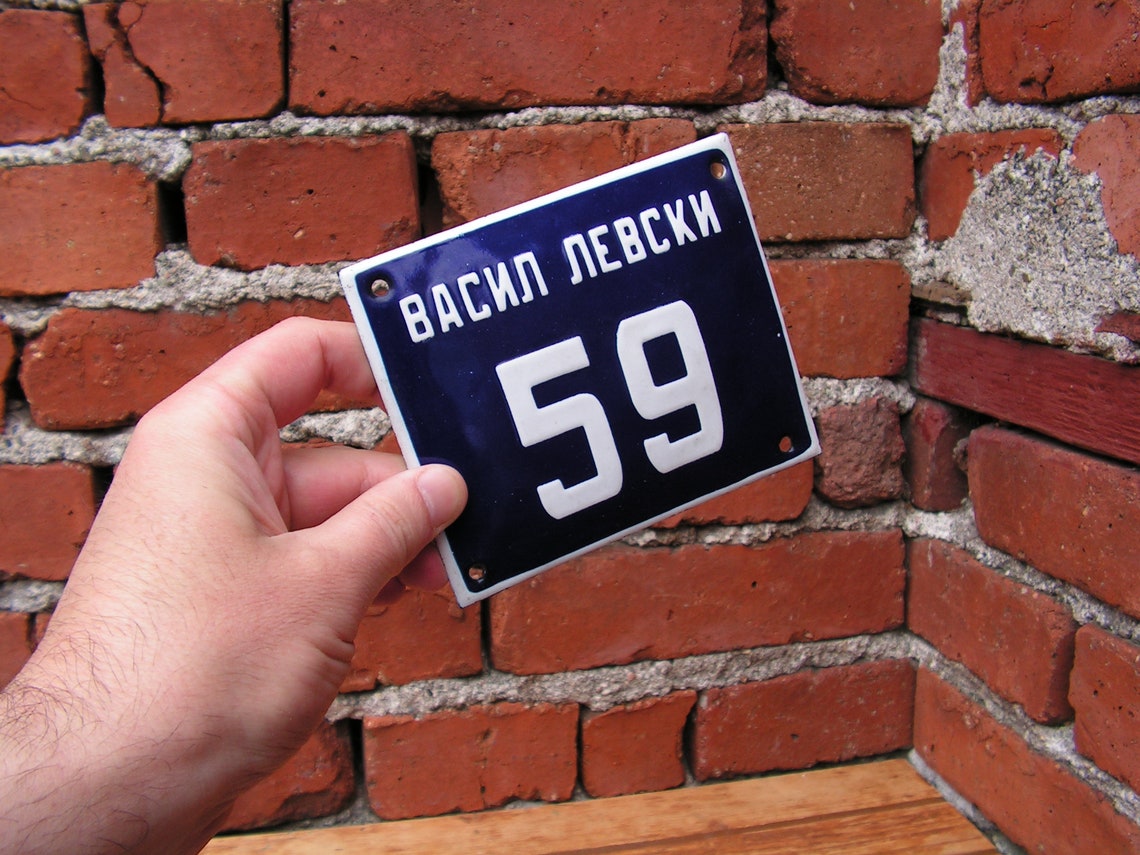 Vintage Blue White Enamel House Number 59 Porcelain Sign | Etsy