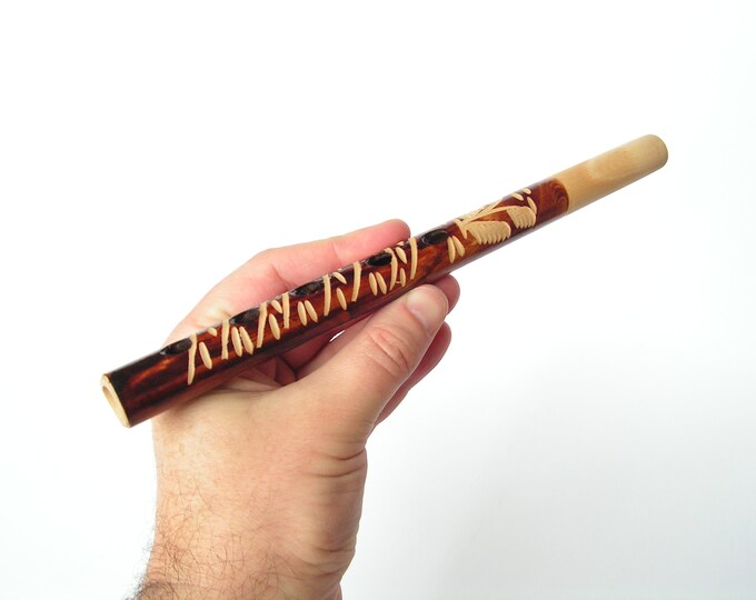 Vintage Brown Wooden Flute Whistle Flute Wood Five Holes Wooden Musical ...