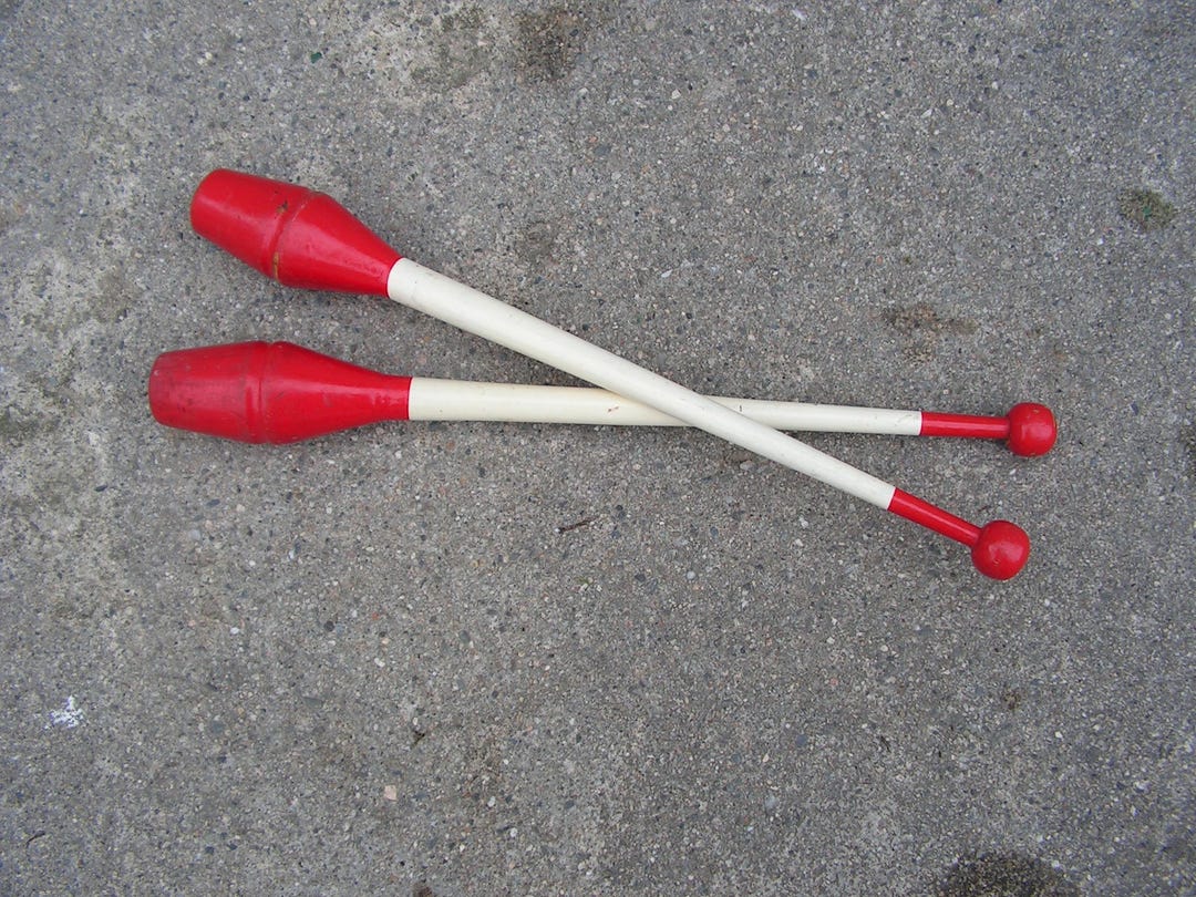 Pair Wooden Professional Gimnastic Bats, Gymnastic Clubs, Gymnastic ...