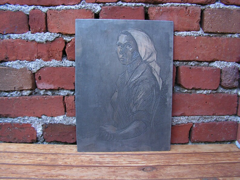 Antique Metal Matrix Etching, Hand-printed Art Collection (13.4x9.4 In ...
