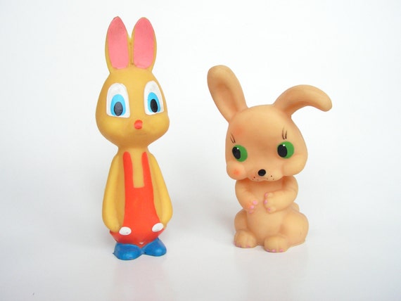 Vintage Rubber Toys Rubber Rabbit Set 2 Rabbit Mini Toys | Etsy