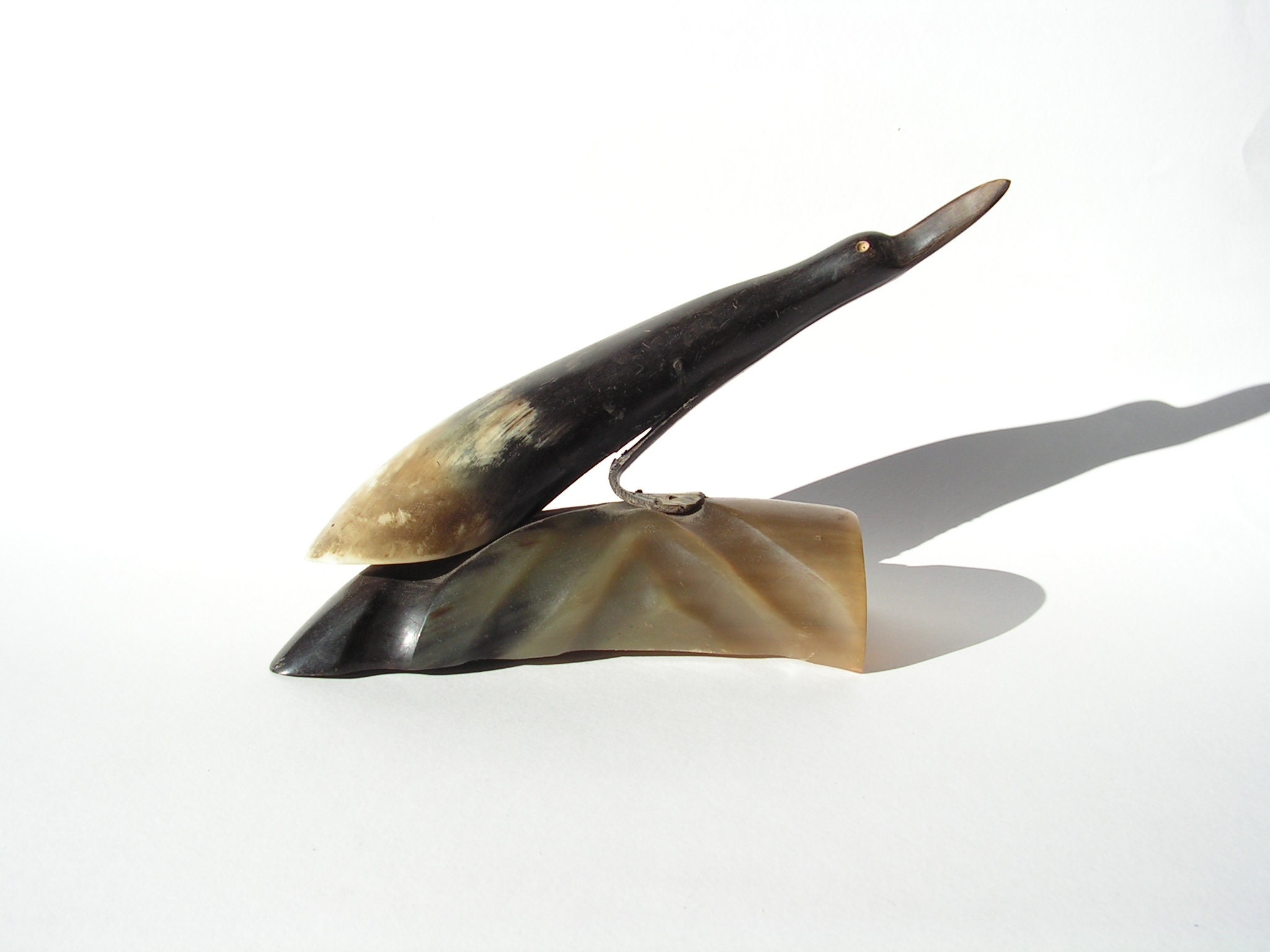 Vintage Bird Cow Horn, Figurine Horn Bird, Statue Bird, Carved Horn ...