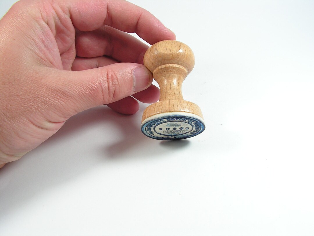 Vintage Rubber Stamp, Small Round Wood Stamp, Wooden Handle Stamp ...