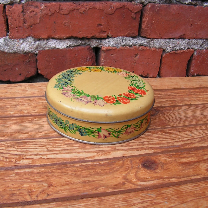 Tin With Flowers - Etsy