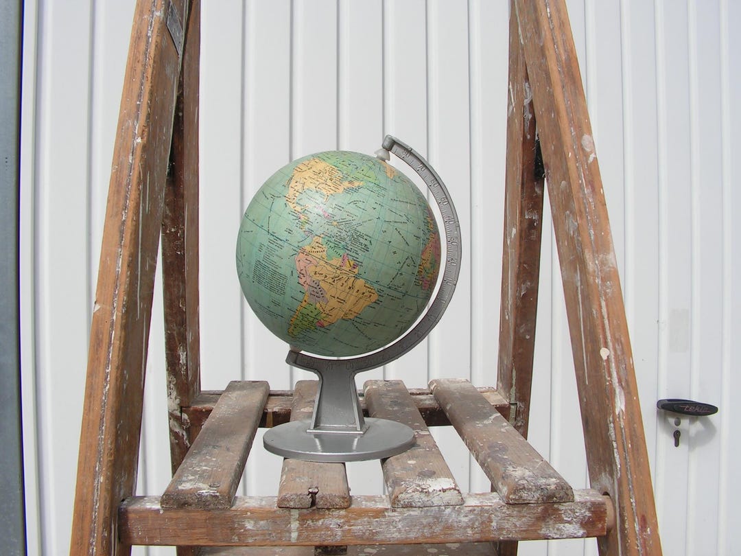 Vintage Globe Medium Size Plastic Cardboard Desk Globe Cyrillic ...