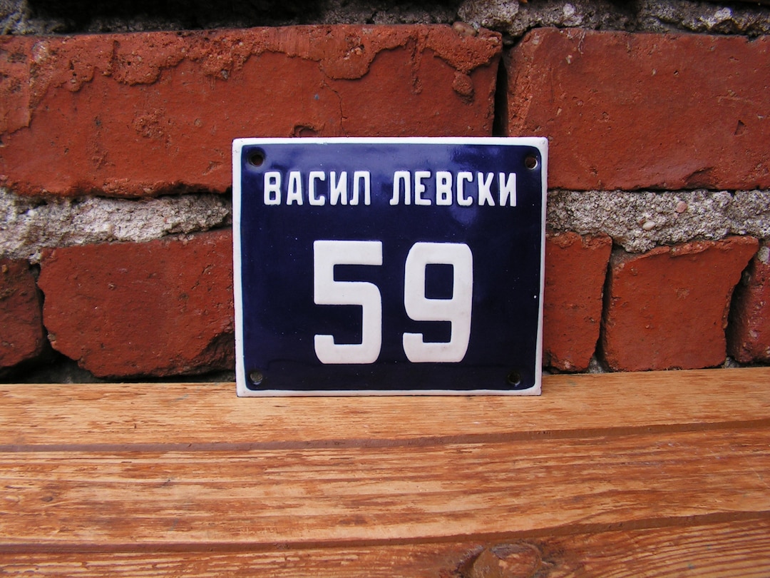 Vintage Blue White Enamel House Number 59, Porcelain Sign, Number 59 ...