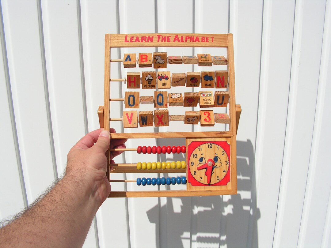 Wooden Abacus With Clock Vintage Abacus English Alphabet Office Decor ...