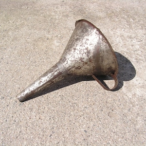 Antique Metal Funnel 1950s Large Rusty Funnel Vintage Utensil Kitchen ...