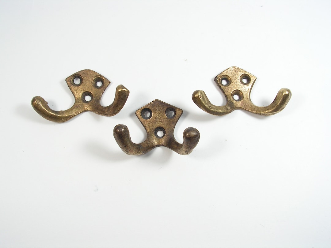 Vintage Wall Hooks Socialism Solid Brass Set of 3 Antique Metal Coat ...