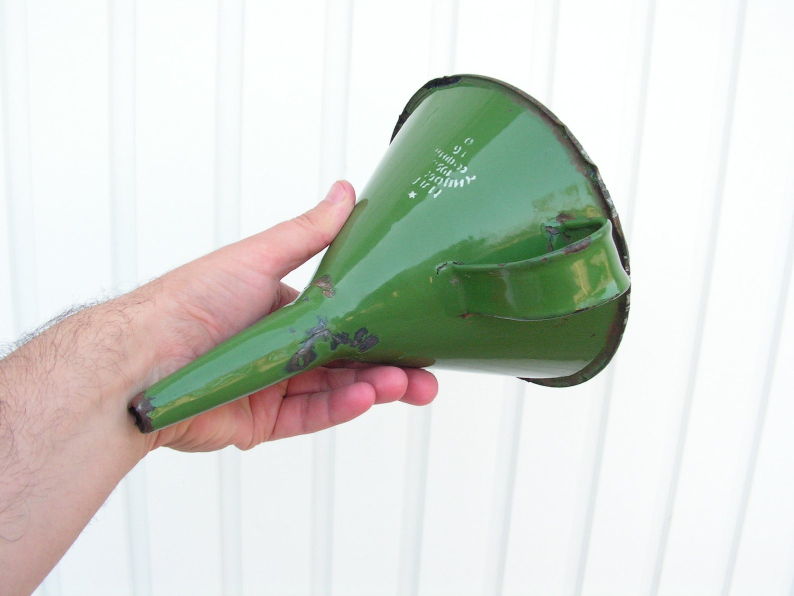 Vintage Enamel Funnel Metal Green Funnel Large Enameled - Etsy