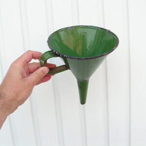 Vintage Enamel Funnel Metal Green Funnel Large Enameled - Etsy