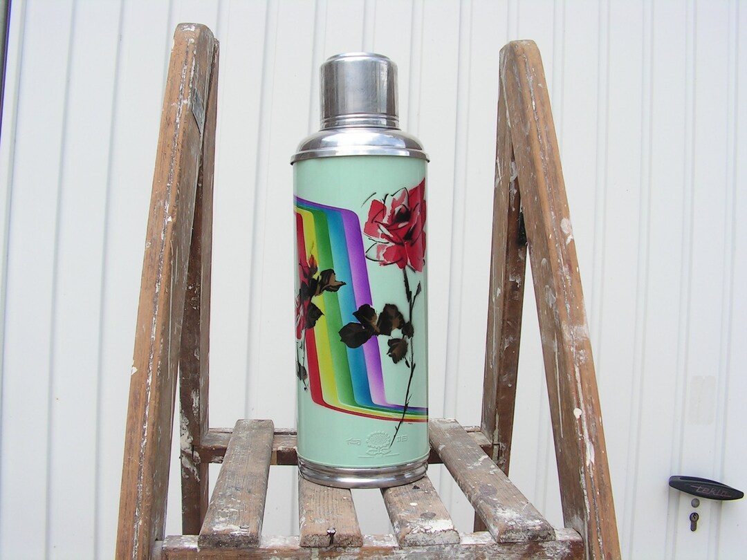 Vintage Lovely Thermos Chinese Thermos Blue Travel Thermos Retro Vacuum ...