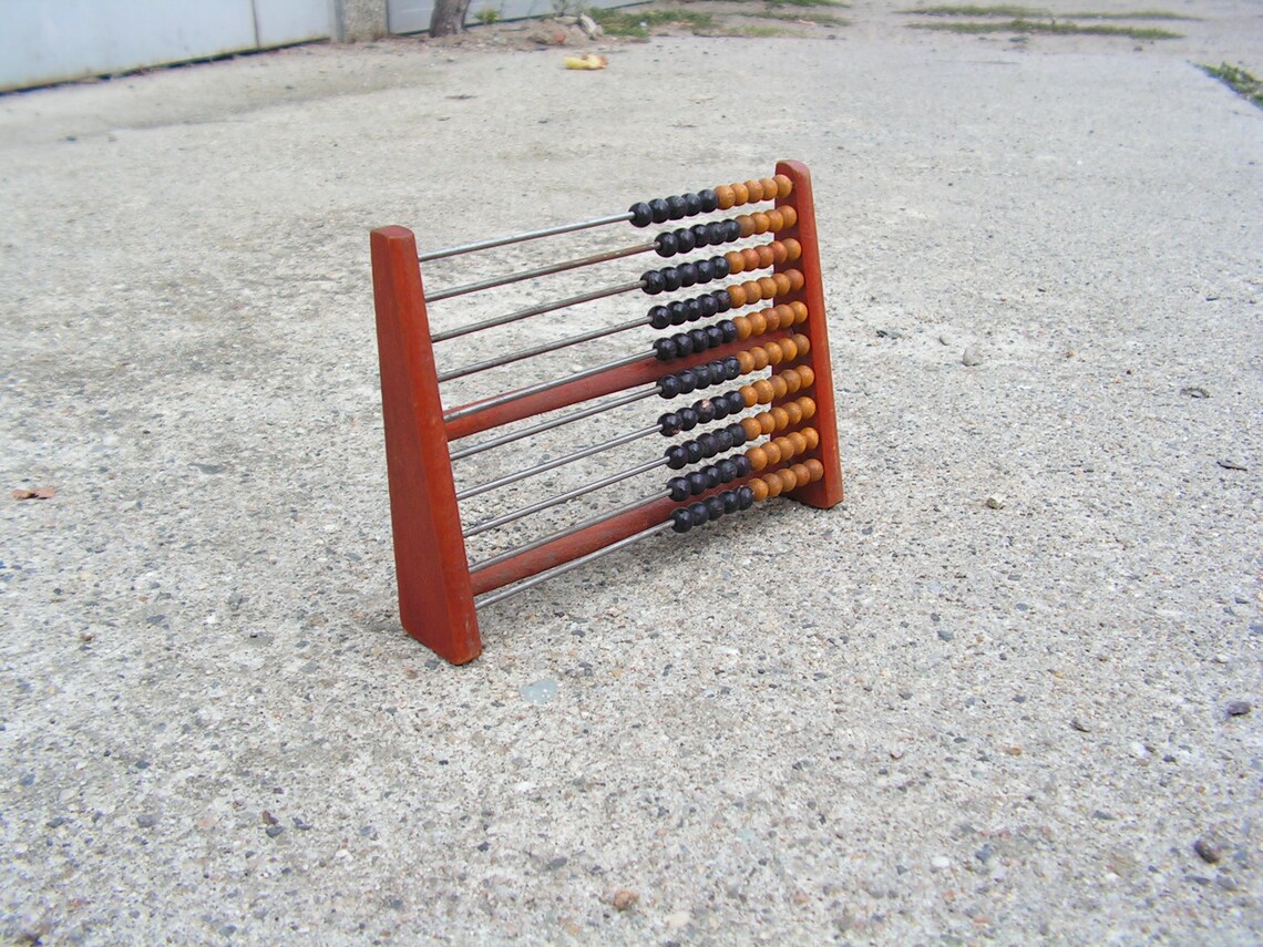Antique Soviet Abacus Wooden Purple Yellow Balls Abacus Antique School ...