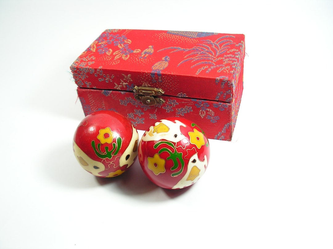Chinese Distressed Meditation Balls, Yin Yang Baoding Metal Balls, Zen ...