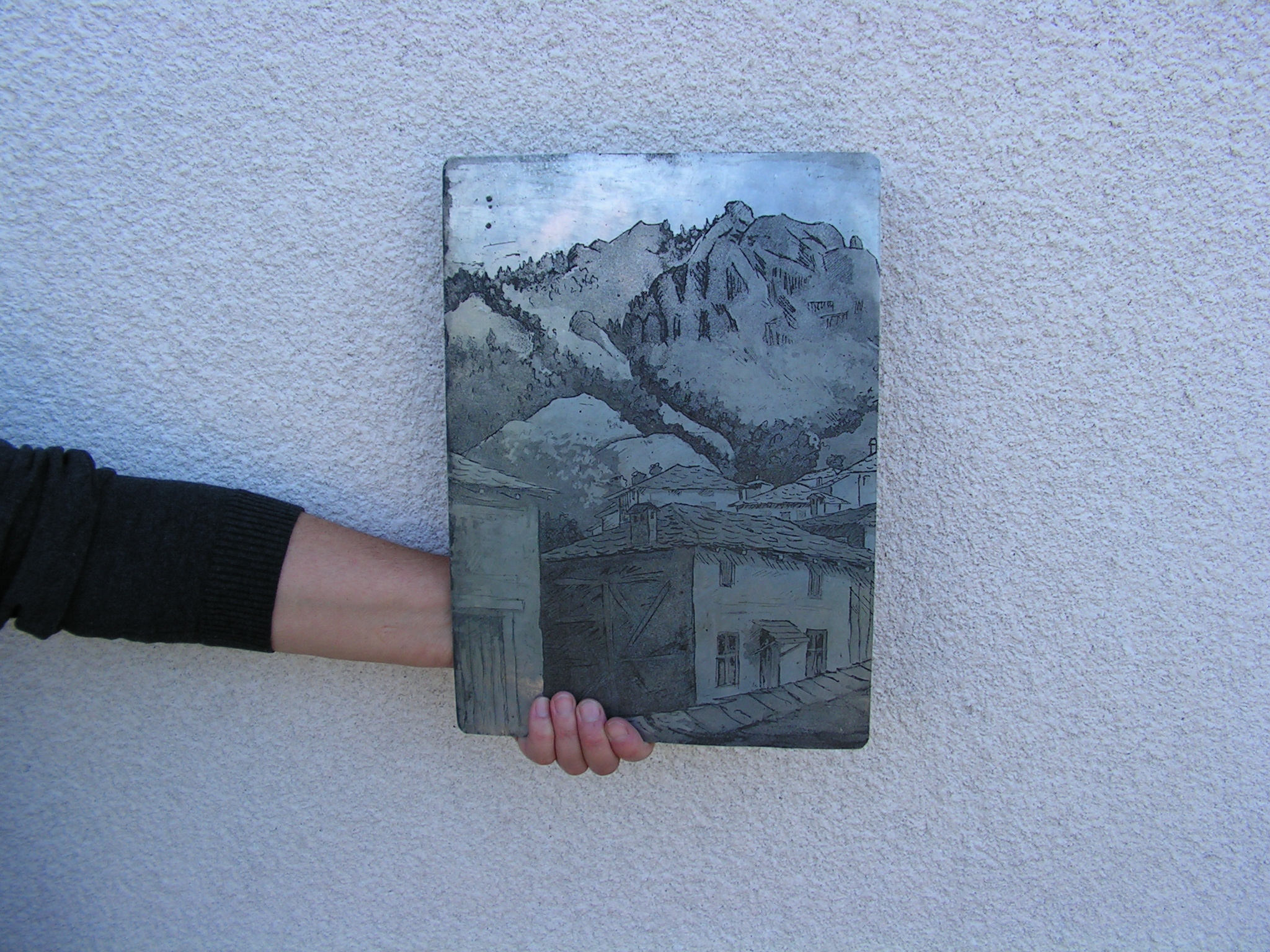 Antique Metal Etching Matrix: Bulgarian Village & Landscape, Art ...