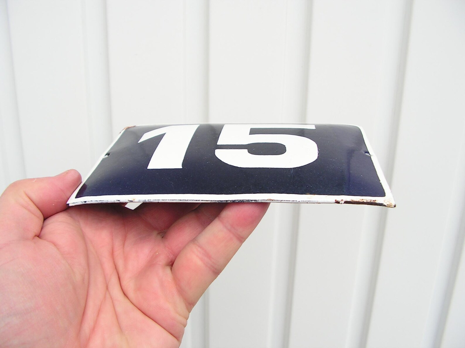 Vintage Enameled Number 15 Sign, Blue and White Porcelain Plaque - Etsy