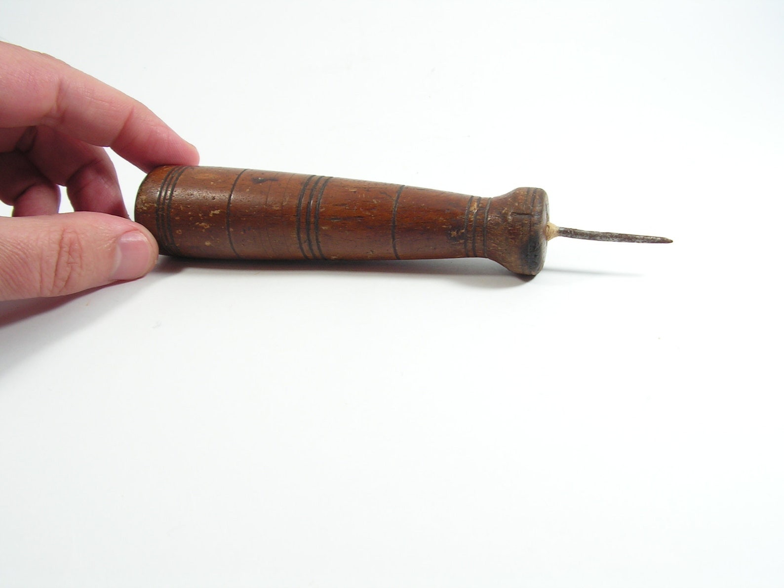 Vintage Wooden Handled Awl 1950s Sewing Awl Primitive Tool Awl Wooden ...