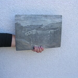 Antique Metal Etching Matrix: Bulgarian Village & Landscape, Art ...