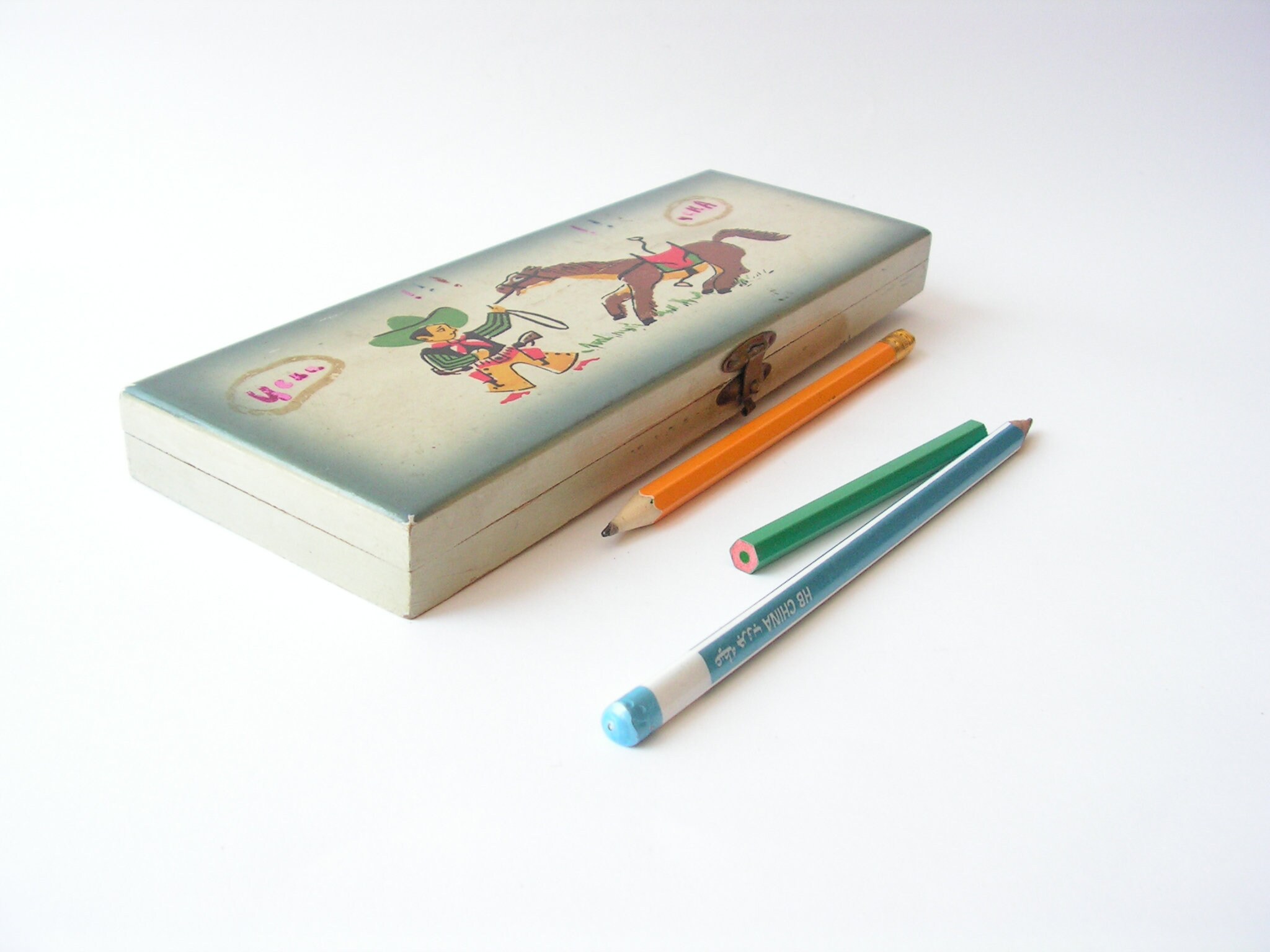 Vintage Hand-painted Wooden Pencil Box, Soviet School Supply - Etsy