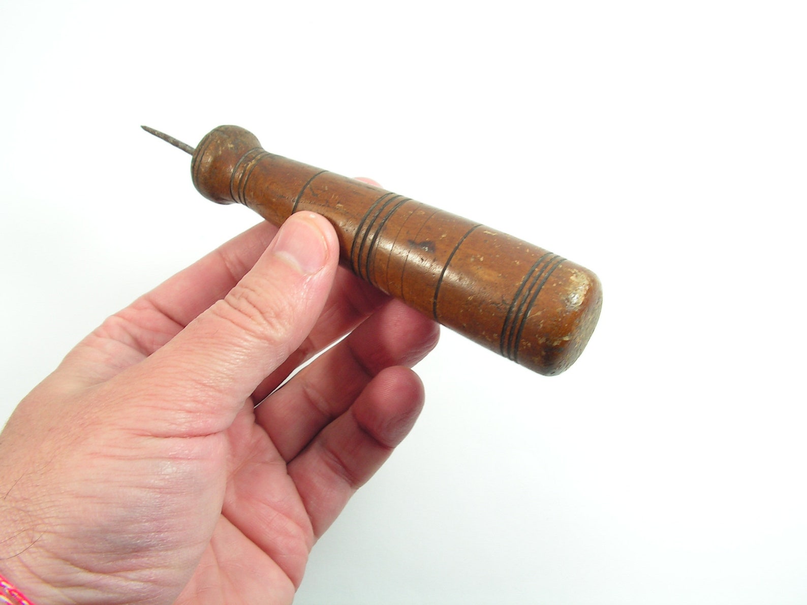 Vintage Wooden Handled Awl 1950s Sewing Awl Primitive Tool Awl Wooden ...