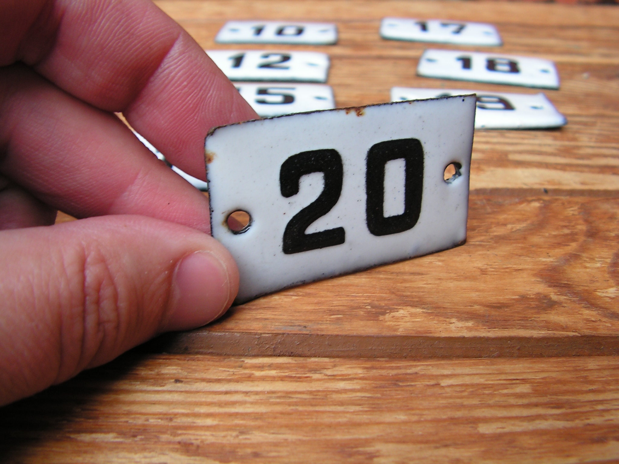 Vintage Enamel Sign 10 12 15 16 17 18 19 20 Rectangular | Etsy