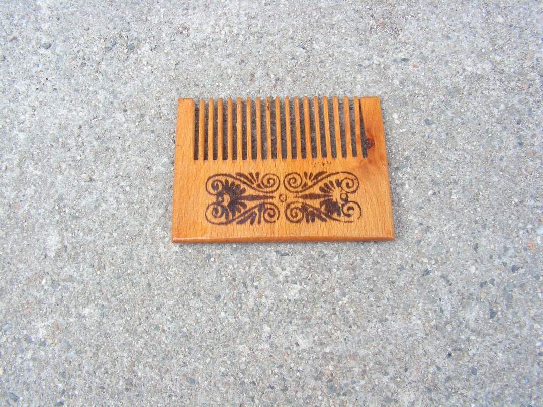 Vintage Wooden Comb 50s, Hand Made Comb With Decoration, Small Wood ...
