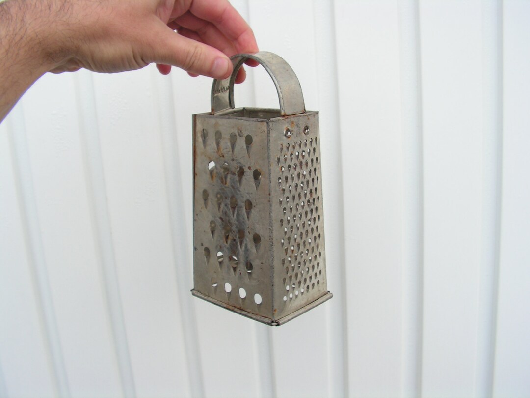 Vintage Tin Grater Metal Patina Rectangular Grater Bulgaria Kitchen ...