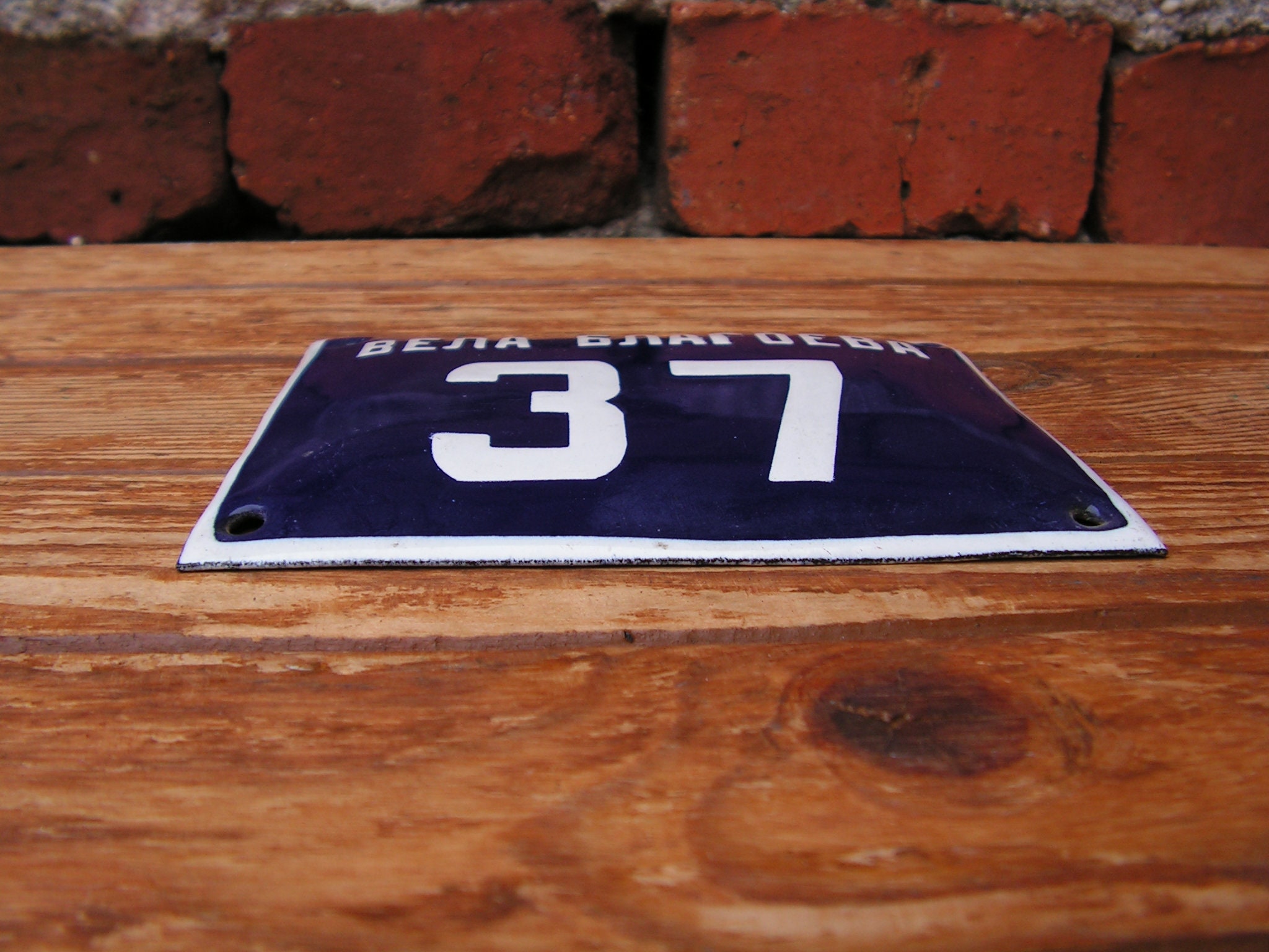 Vintage blue white Enamel House Number 37 Porcelain sign | Etsy