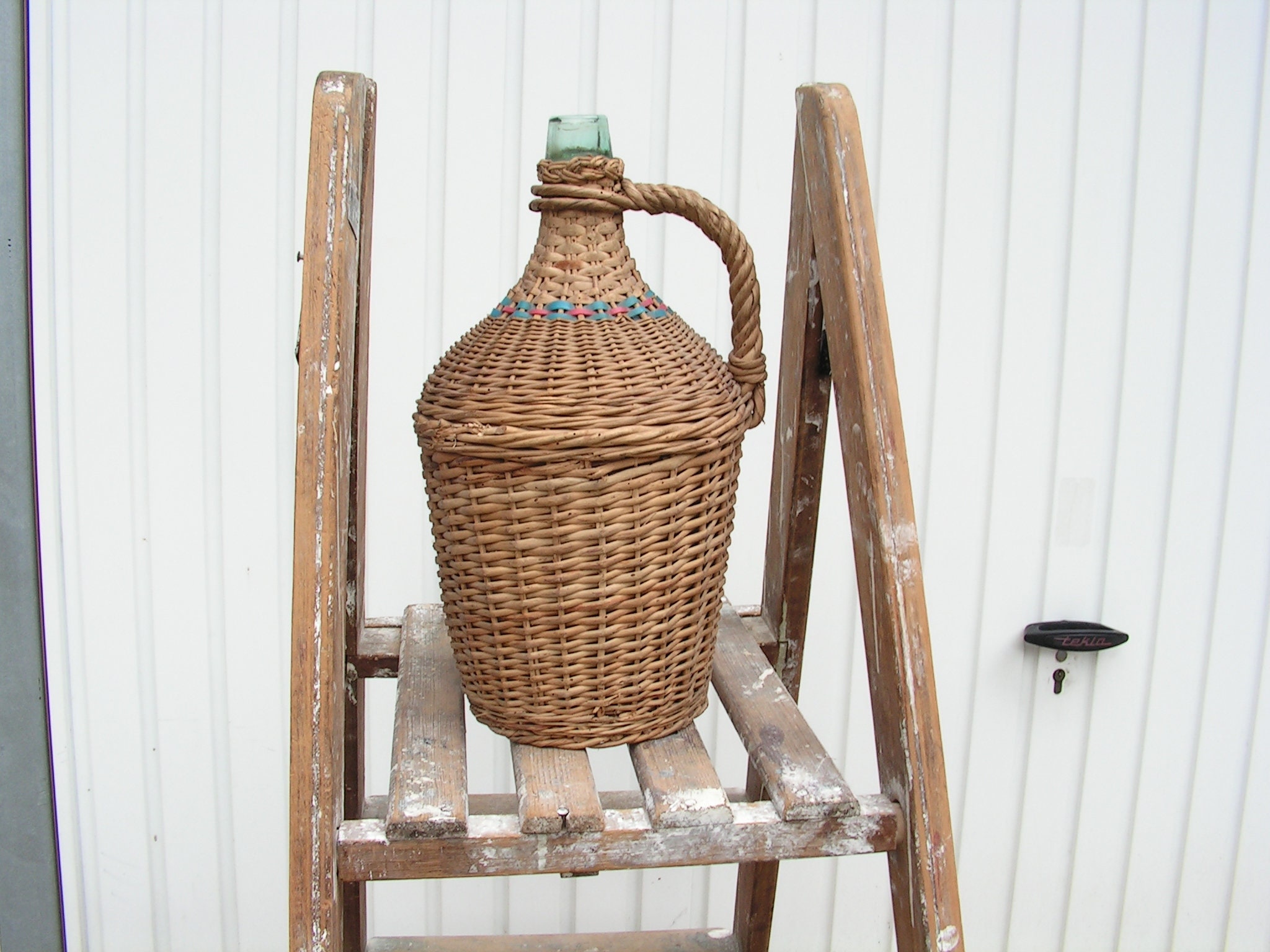 Vintage Demijohn With Threads Hand Wicker Whiskey Bottle With Colored ...