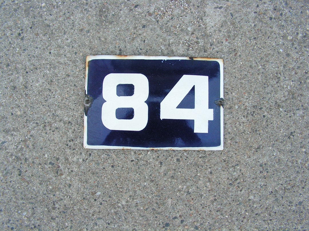 Vintage Blue and White Enamel House Number 84, Porcelain Sign, Number ...
